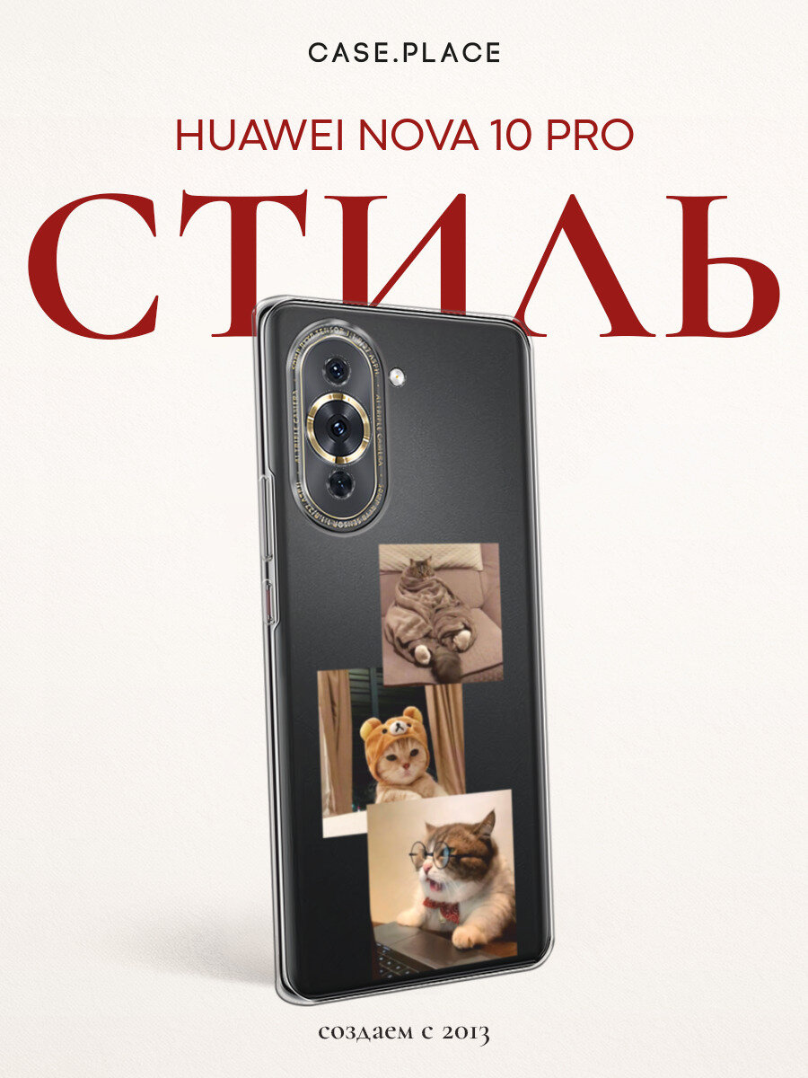 Чехол на Huawei Nova 10 Pro / Хуавей Нова 10 Про с принтом Домашние коты, прозрачный