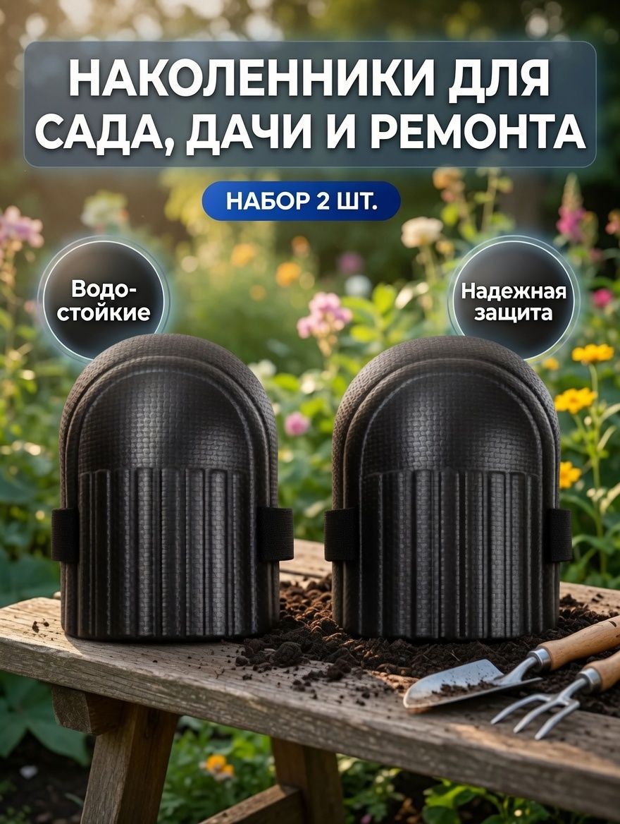 Наколенники защитные тундра, черные, 2 шт строительные, садовые