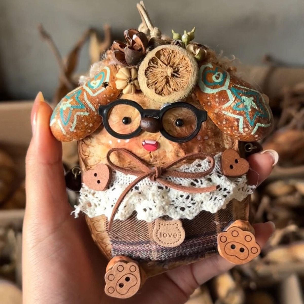 DIY кукла-горошек с глазами в виде подвески, набор для ручной работы, подарок, материалы из натуральных волокон