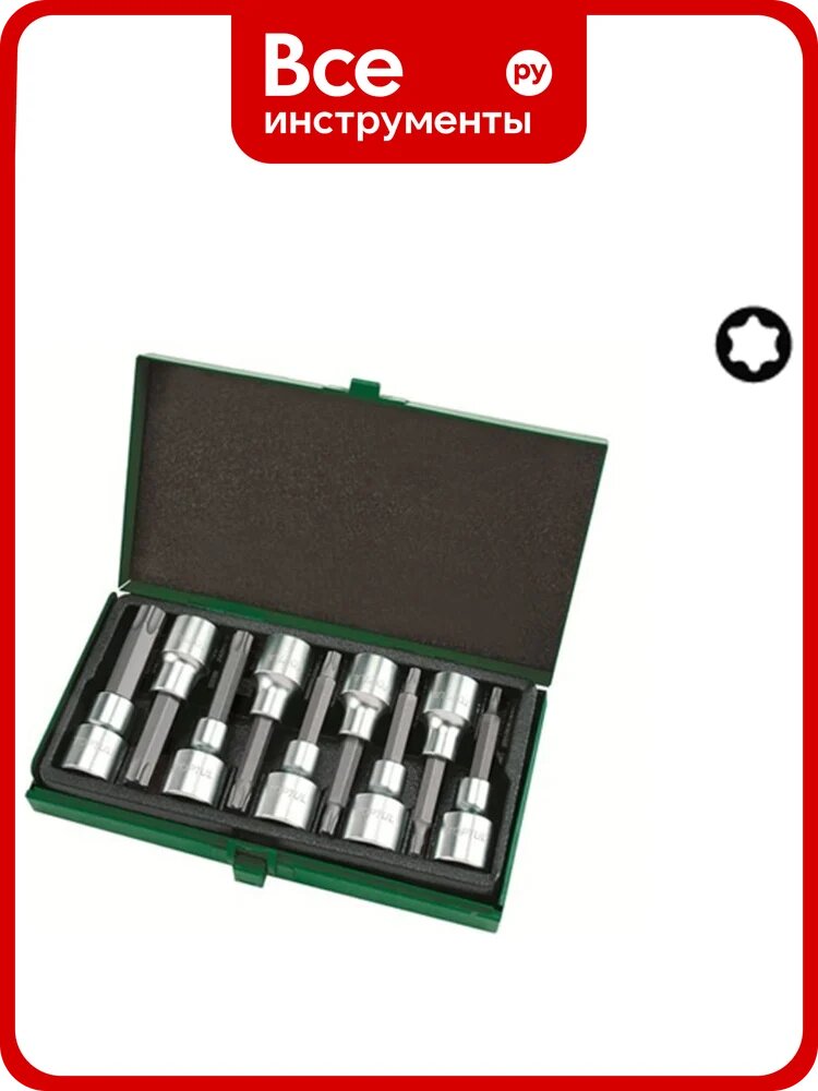 Набор бит TORX 1/2"DR, 9 предметов, T20-T60 TOPTUL GAAD0903