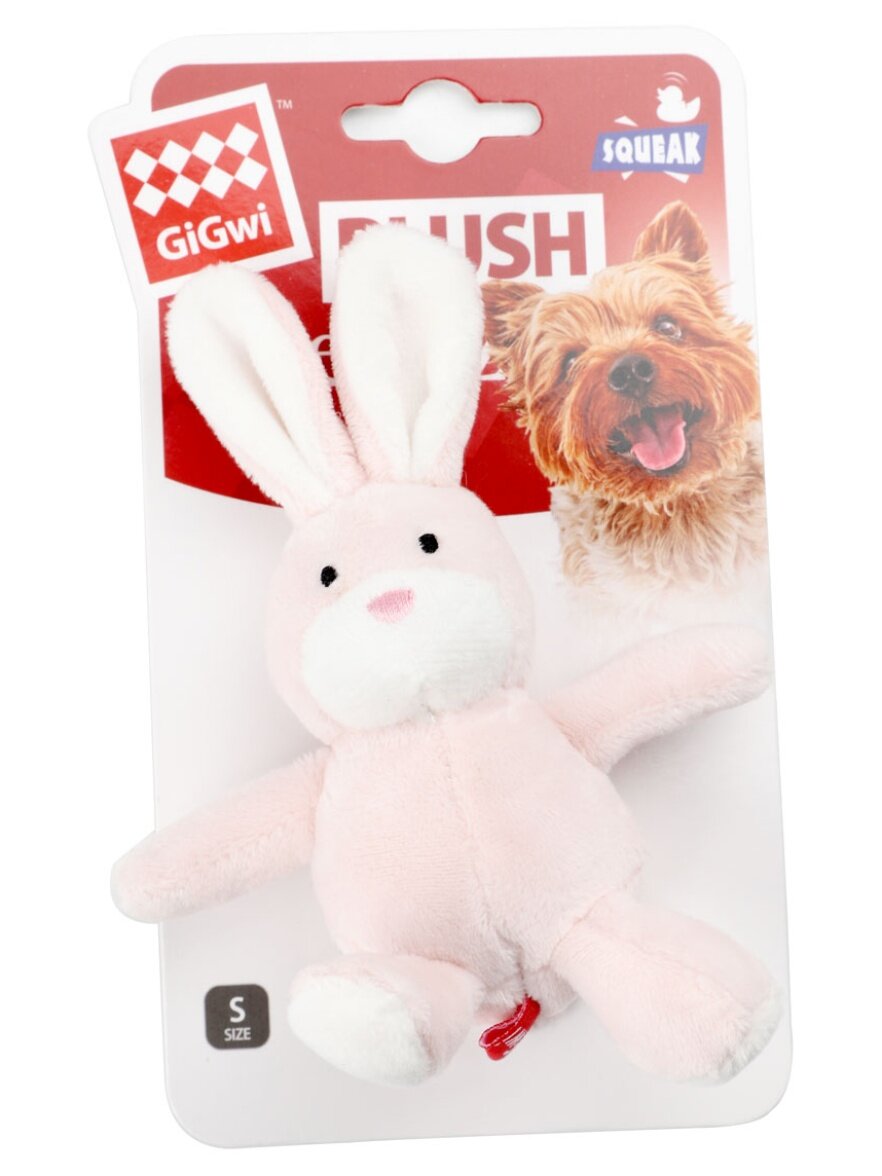 Игрушка для собак Gigwi Заяц с пищалкой 11см, серия PLUSH FRIENDZ