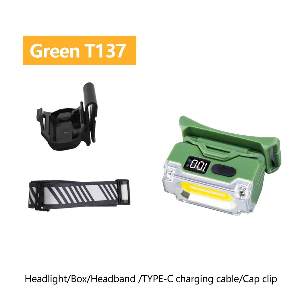 Зеленый налобный фонарь Green T137