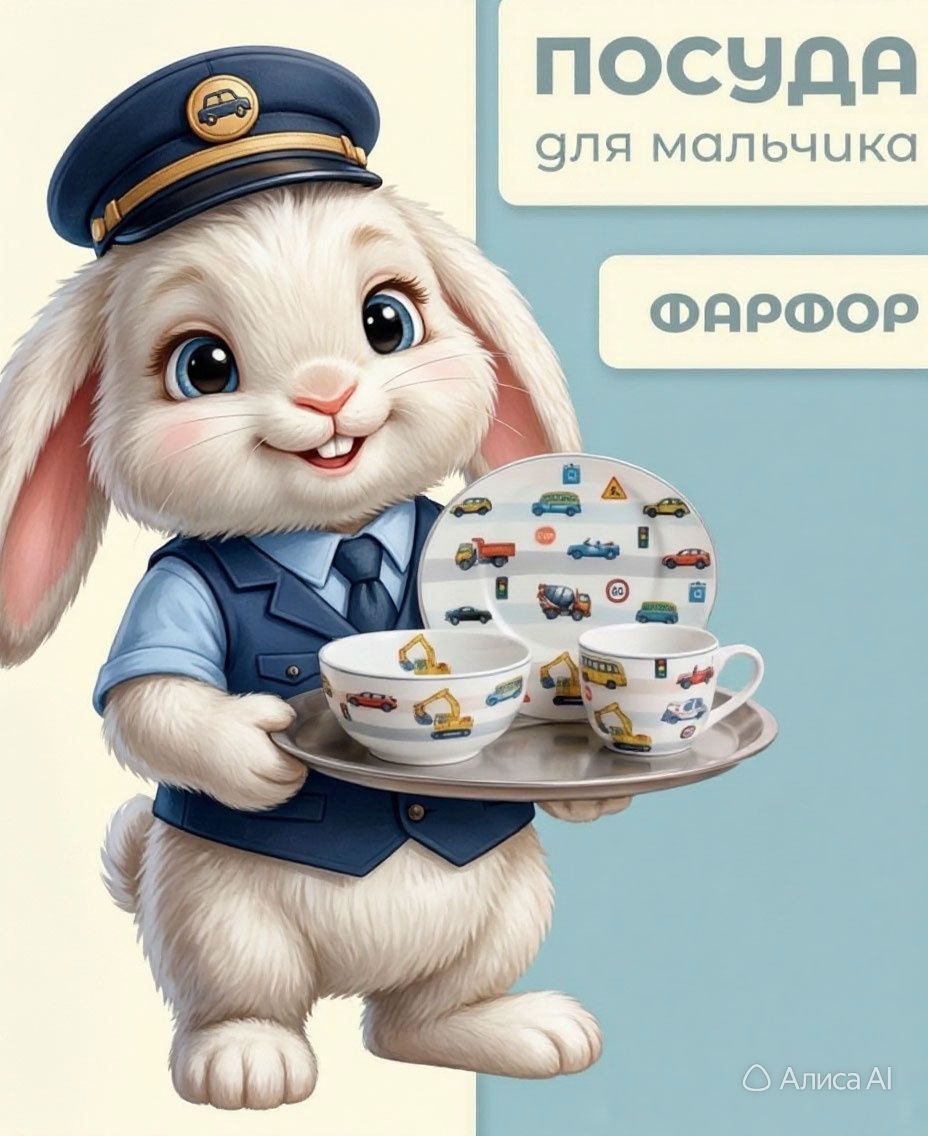 Набор детской посуды "Машинки" 3 предмета