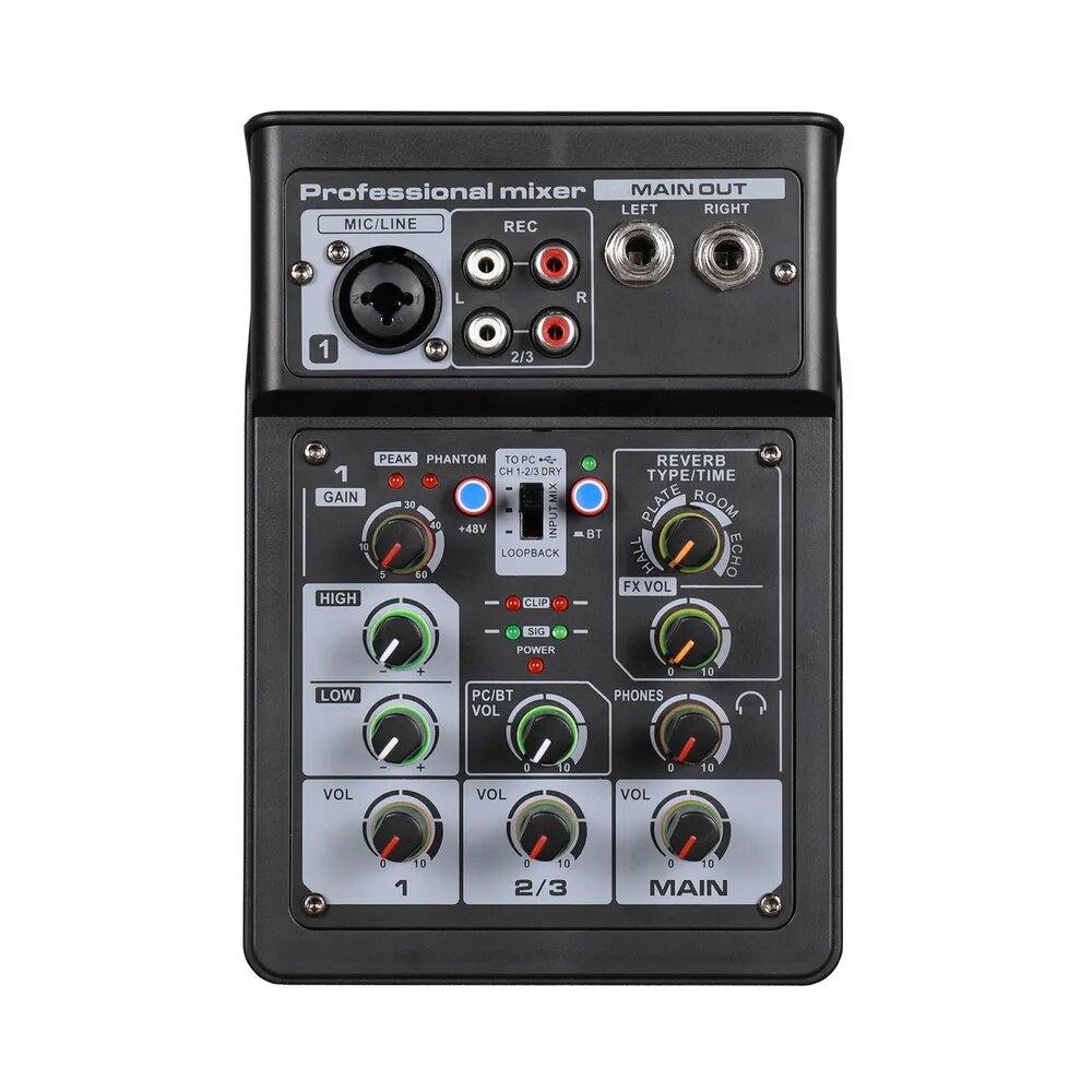 3-канальный аудиомикшер BT Digital Stereo Sound Board Console Черный
