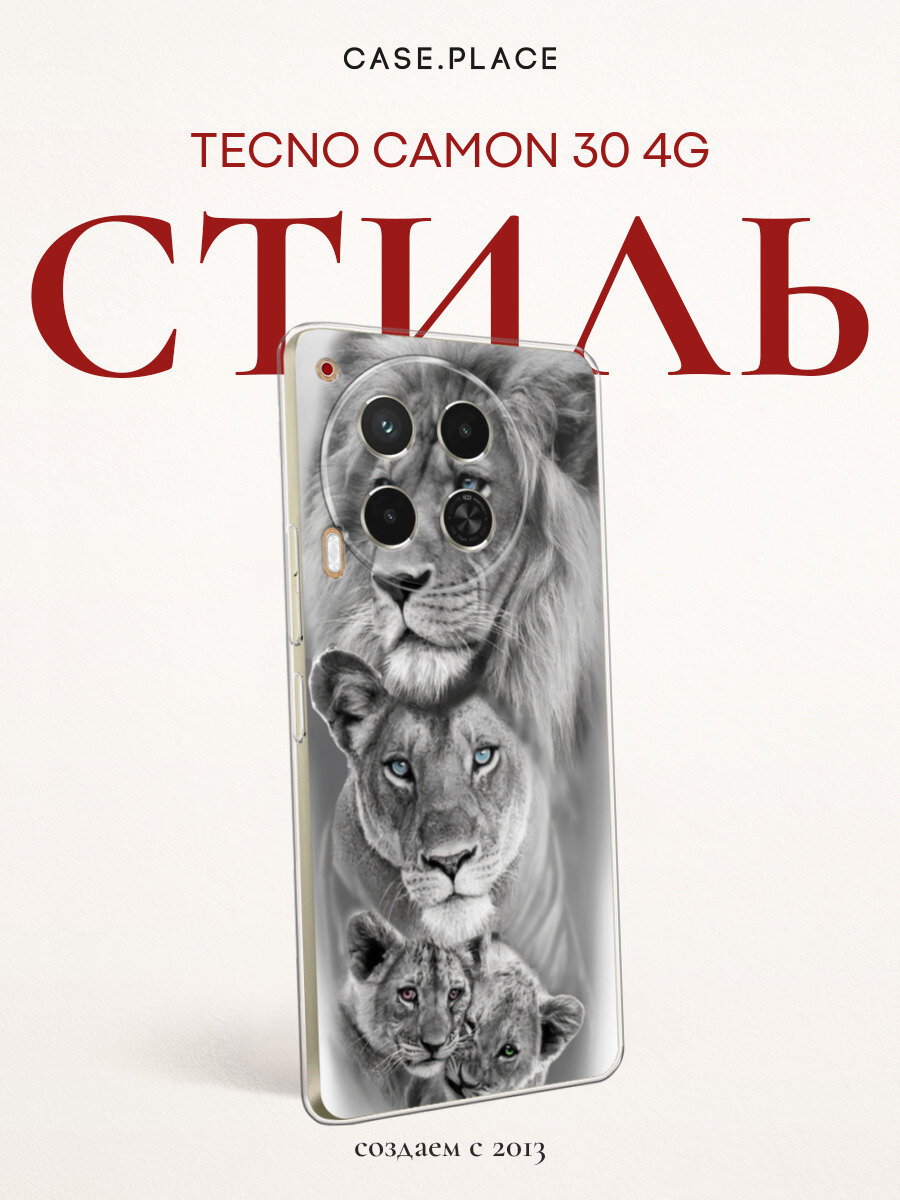 Чехол на Tecno Camon 30 4G / Текно Камон 30 4G с принтом Львиная семья