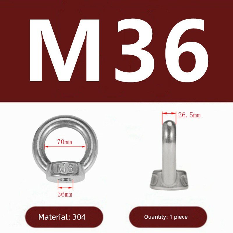 304 Нержавеющая сталь Круглый Глазной Гайка M36 Ручная Затяжка Тяжелый Крепеж для Строительства