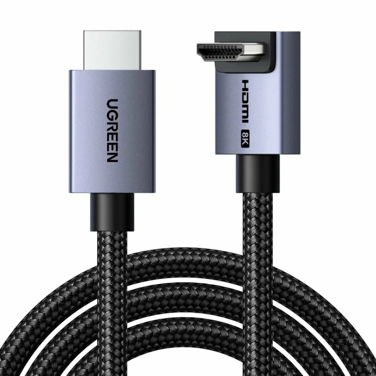 Угловой кабель UGREEN HD188 (85242) HDMI 8K@60Hz (3 метра) серый космос