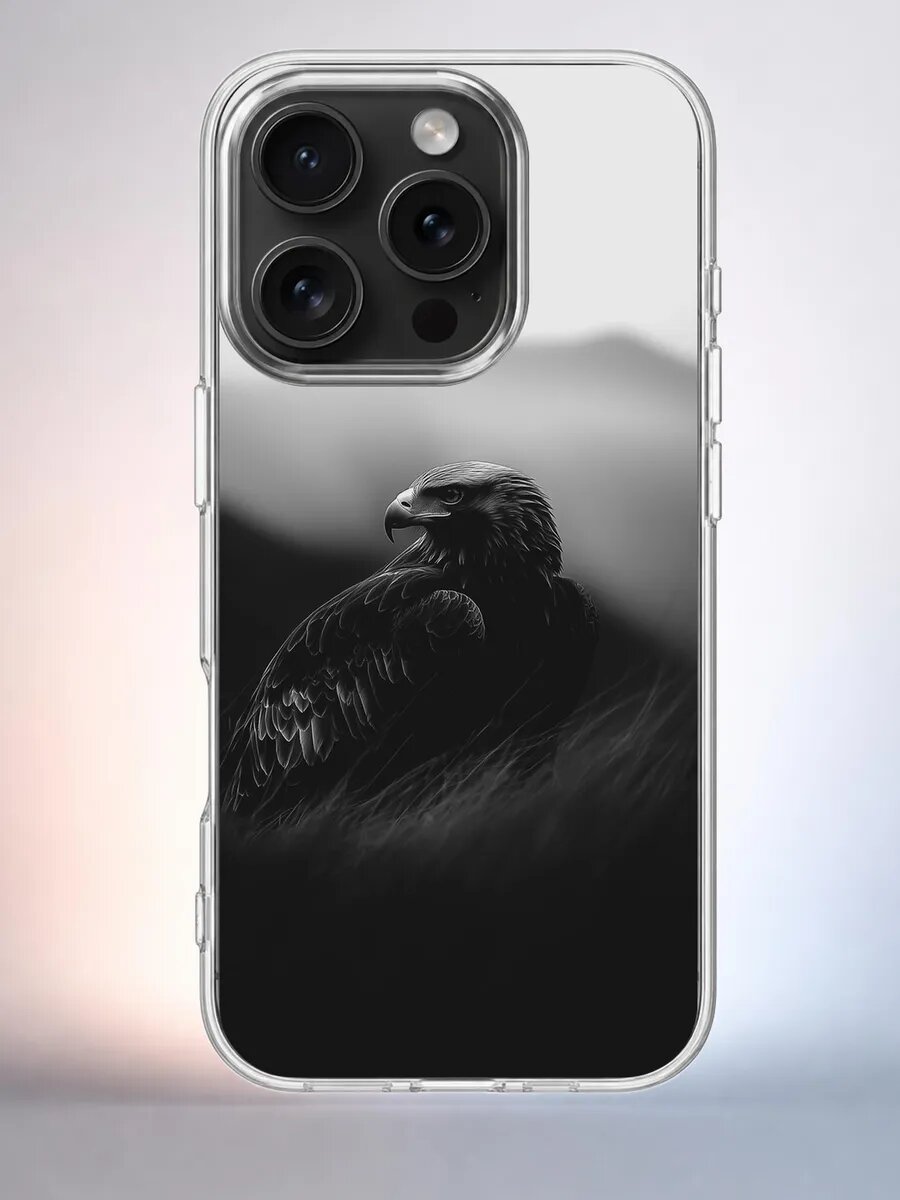 Чехол iPhone 15 Pro орёл на скале силиконовый