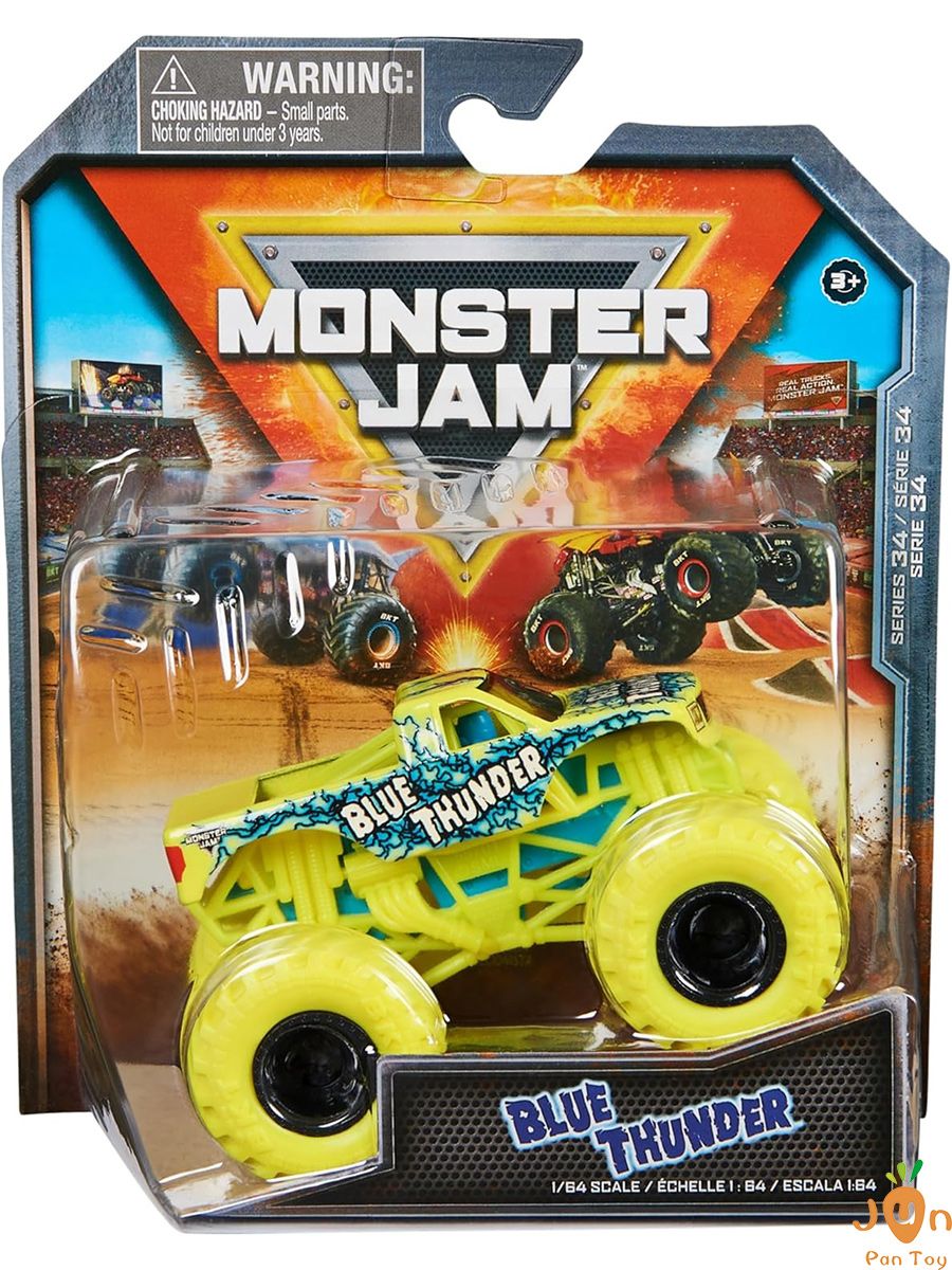 Monster Jam 1:64 Diecast Truck / Детская литая игрушечная машинка Монстер Джем в масштабе 1:64 со стильной раскраской, которая подходит в качестве подарка на день рождения.