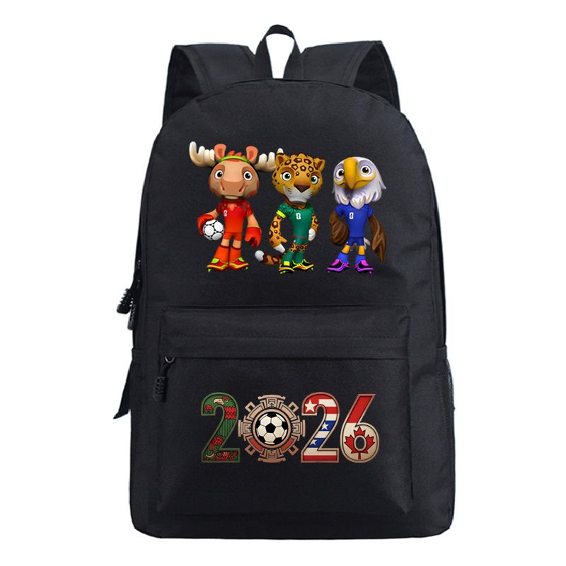 Рюкзак школьный FIFA World Cup 2026, талисманы Maple/Zayu/Clutch, большой, 29x14x43 см, для младших школьников, унисекс, 4 отделения