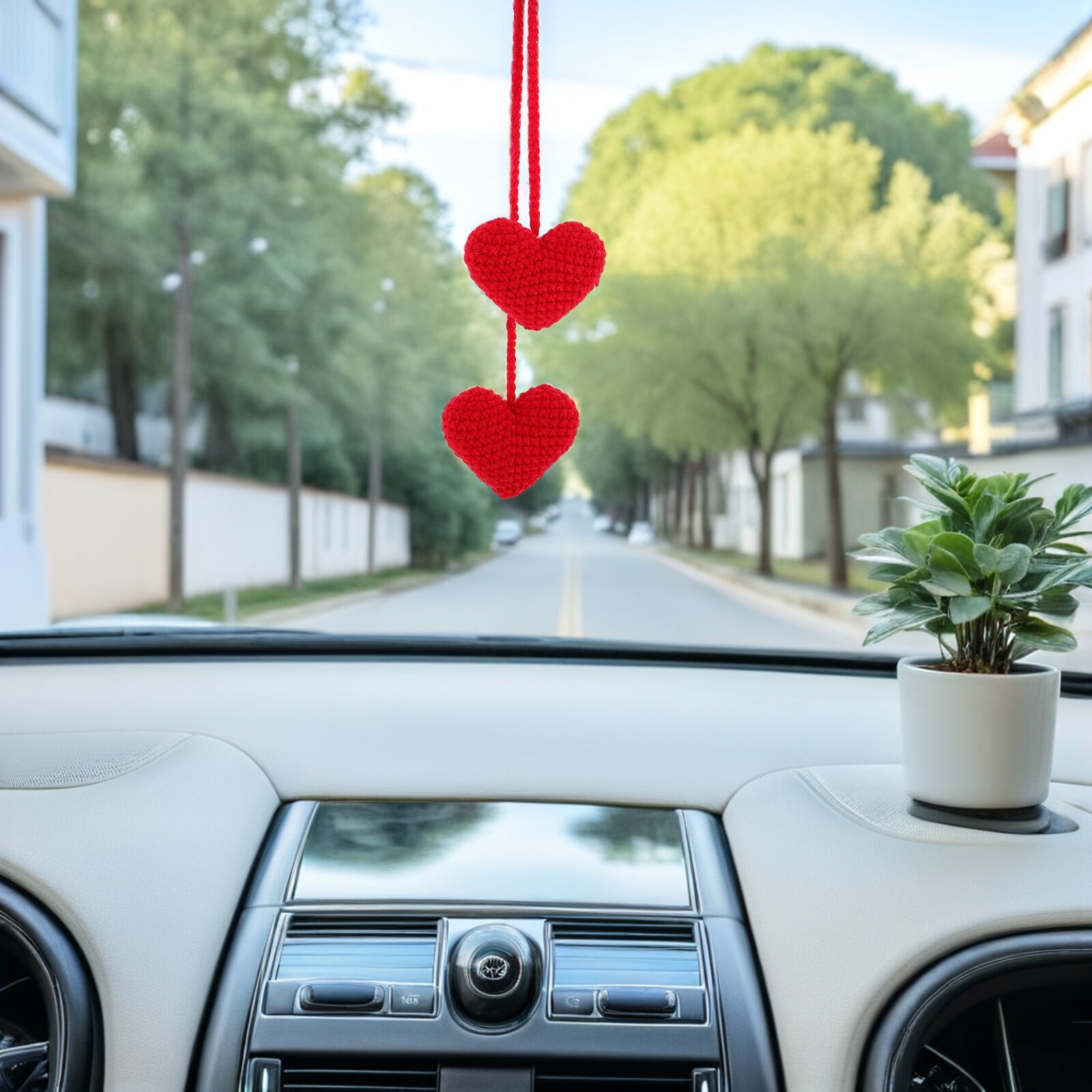 Ручная работа подвеска сердечко из хлопка и льна для зеркала заднего вида автомобиля