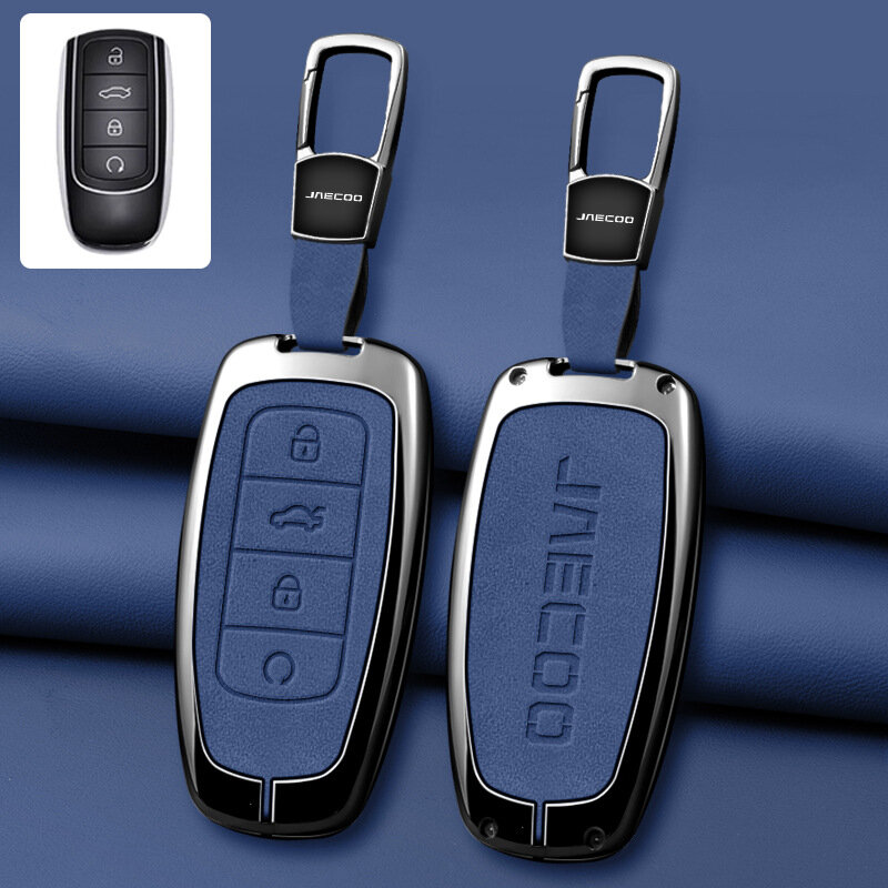 JAECOO Металлический чехол для ключа автомобиля для Chery J7 Plus и Tiggo 8 - Песочный синий с креплением B01