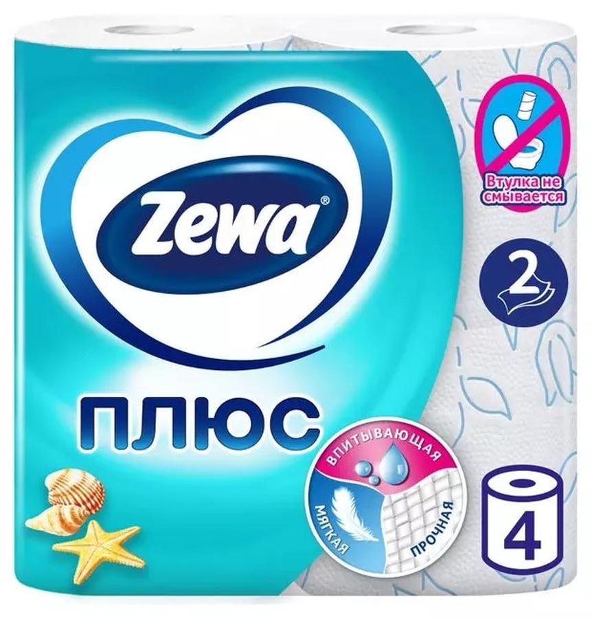 Туалетная бумага Zewa Plus Свежесть океана 2 слоя 4 рулона