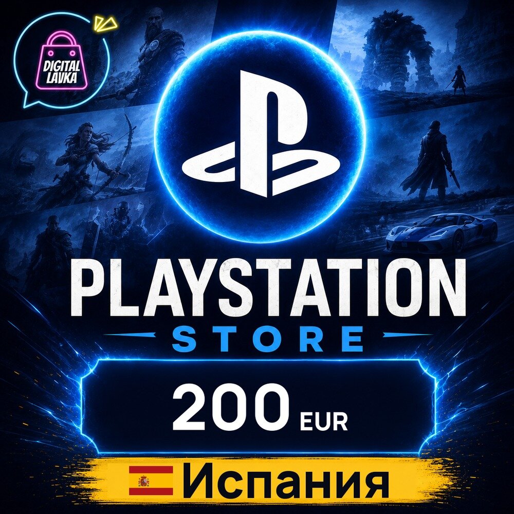 PlayStation Network (PSN) Испания · EUR 200 — карта оплаты, цифровой код пополнения счёта, моментальная доставка