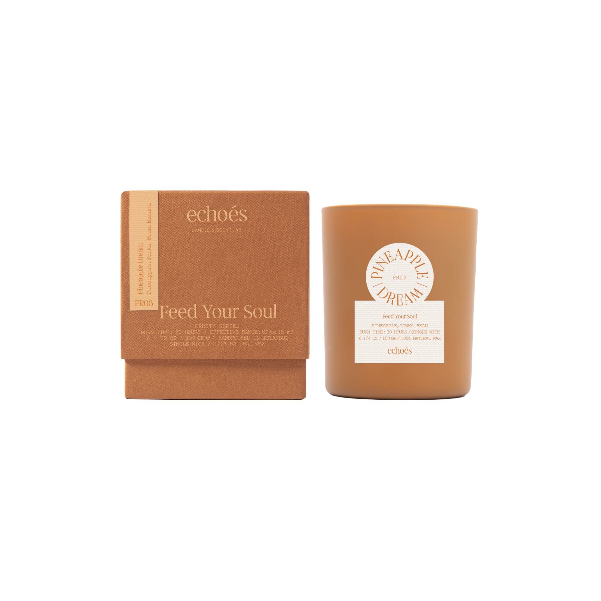 ECHOES Pineapple Dream Compact Candle 150g Компактная свеча с одним фитилем в подарочной упаковке, 150 гр.