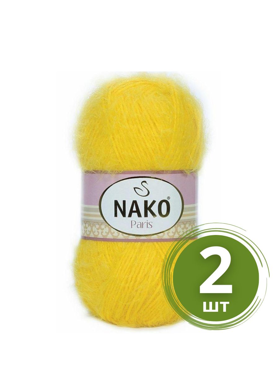Пряжа Nako Paris (Нако Париж) - 2 мотка Цвет: 11872 яр. желтый, Акрил-40% Полиамид-60% 245г 100м