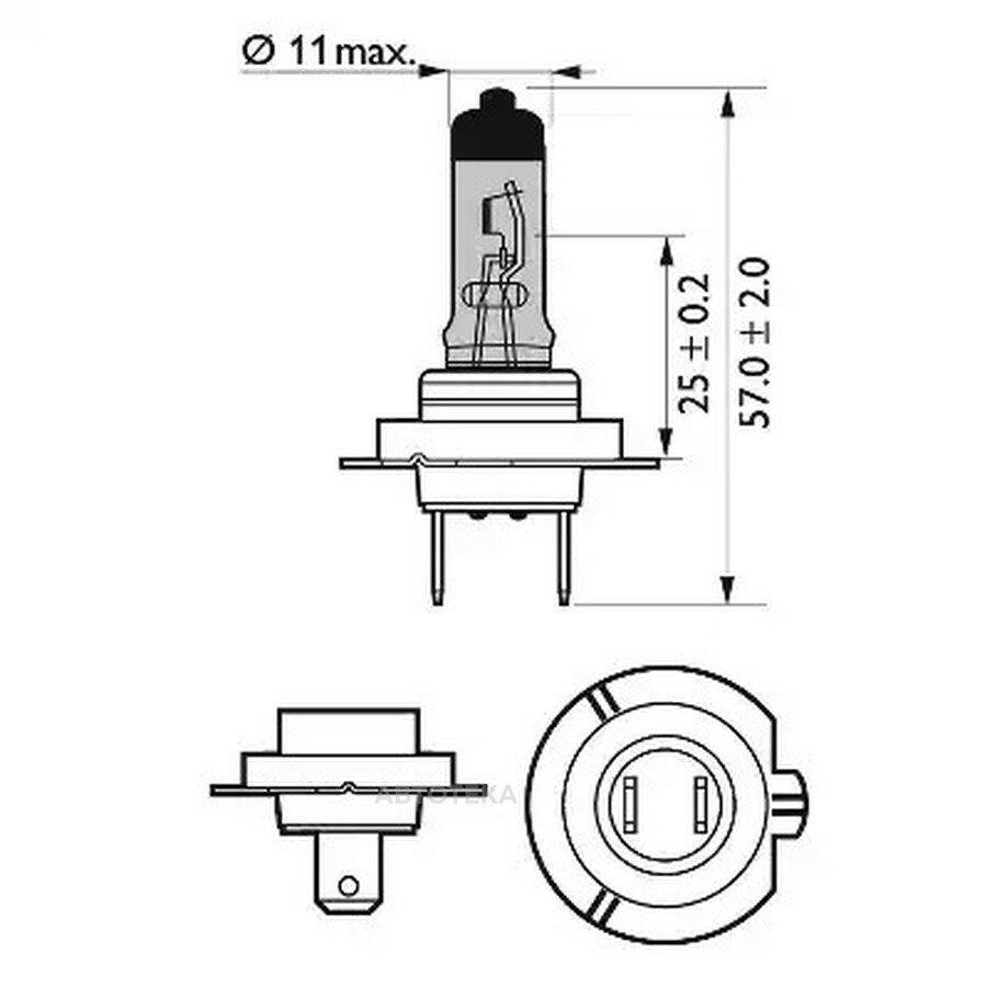 Лампа галогенная H7 12V 55W+150% PHILIPS Racing Vision (2 шт.) PHILIPS 12972RVS2