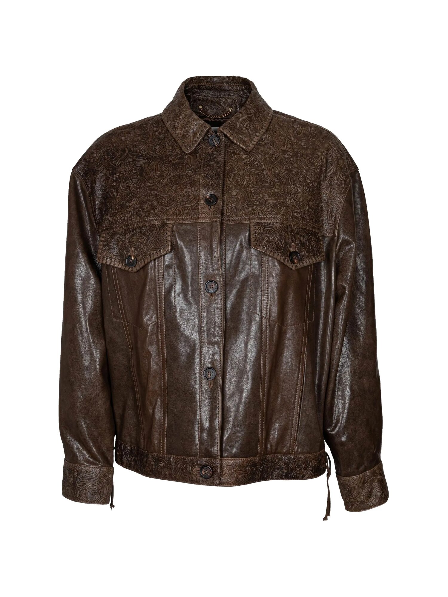 Куртка Golden Goose Journey floral-embroidery leather jacket