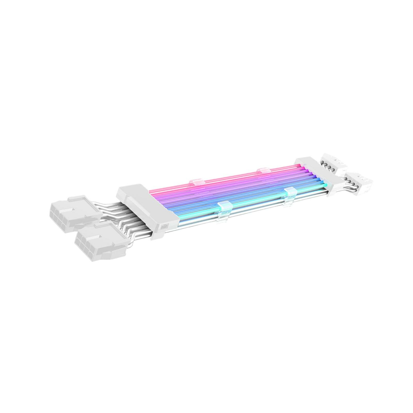 Удлинительный кабель RGB для блока питания, комплект удлинительных кабелей PCIe для компьютера, белый, 2x8 контактов.