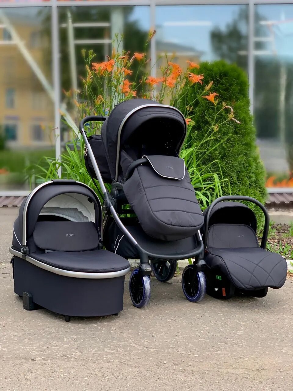Коляска детская универсальная 3в1 BREND LUXMOM ORIGINAL 811X, реверсивный блок, черный