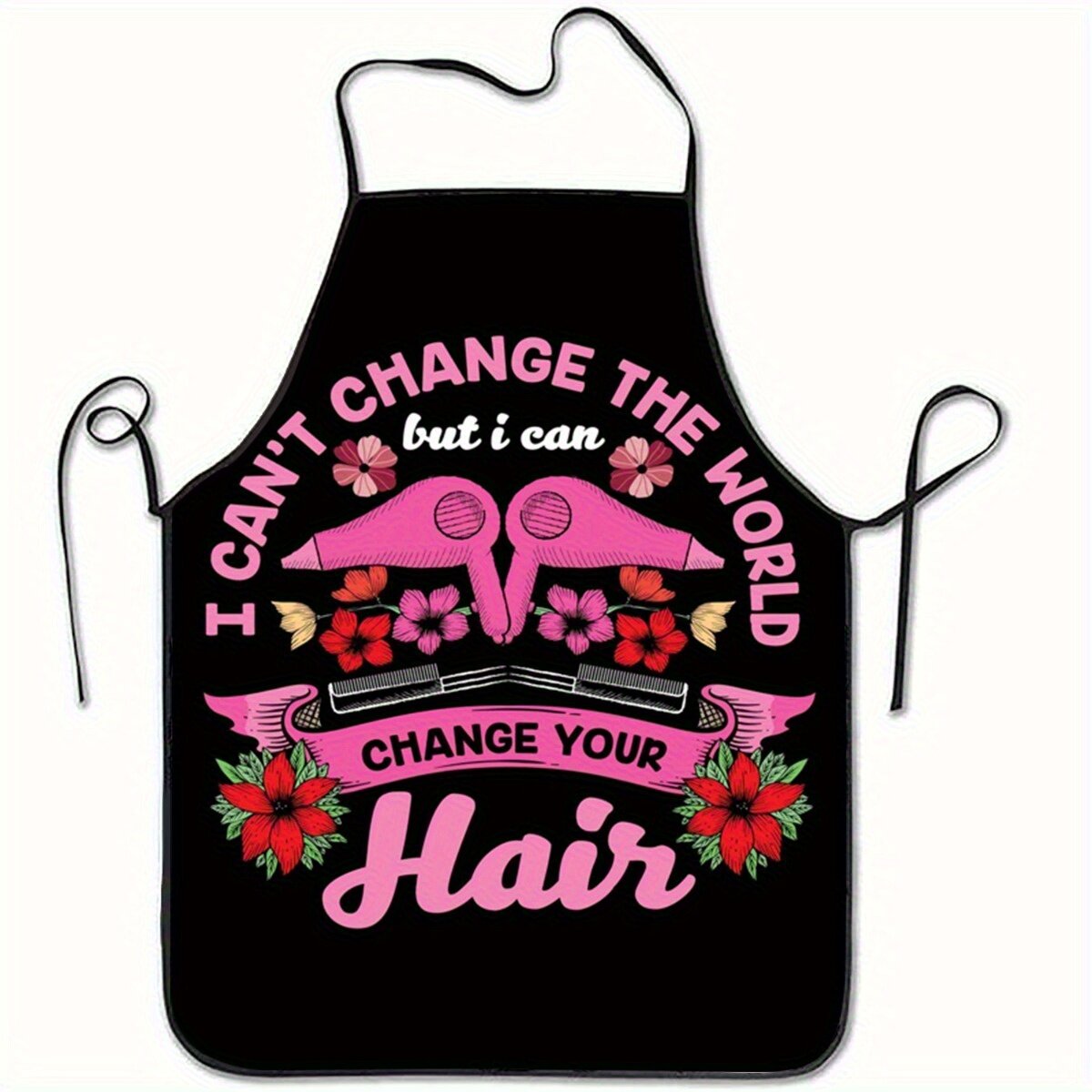Фартук для парикмахера с надписью Change Your Hair и цветочным дизайном, для салона и домашнего использования, размер 23,62×31,5 дюйма, полихромный