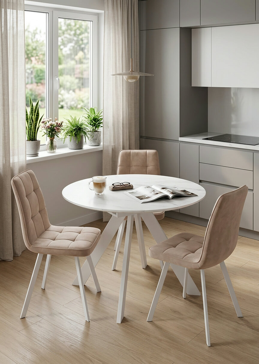 Комплект стульев Стул DikLine 207 B03 BEIGE, ножки белые