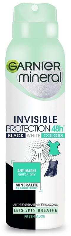 Дезодорант Garnier Mineral, спрей, невидимая защита 48h свежее алоэ, 150 мл