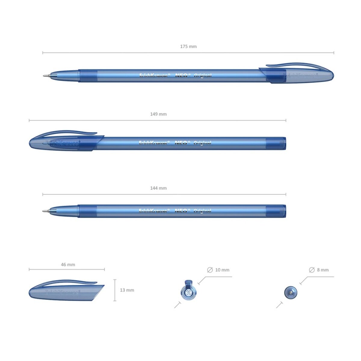 Ручка шариковая Erich Krause Neo Original (0.26мм, синяя, корпус тонированный) (46515), 50шт.