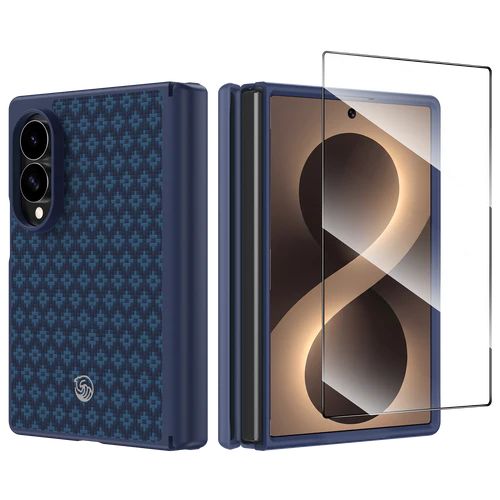 Комплект усиленный чехол 2 части + стекло Benks ArmorGrid Pro Grand Combo Case Kevlar для Samsung Z Fold 8, цвет Синий (Blue)
