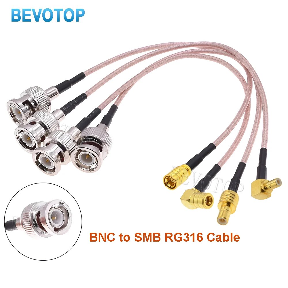 Кабель RG316 BNC-SMB BEVOTOP 50 Ом 1M, BNC M to SMB M