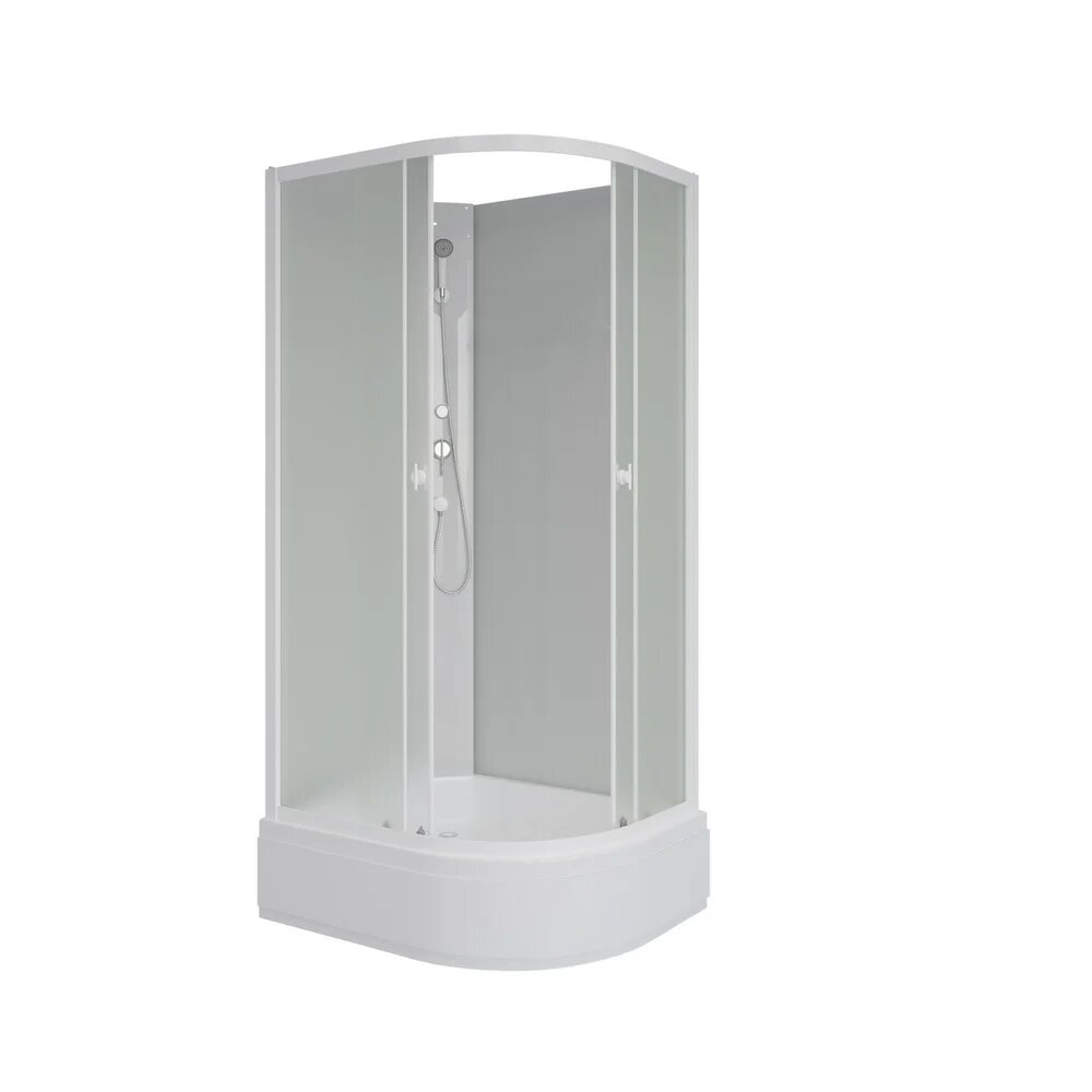 Душевая кабина Niagara Промо (Promo) P90/80/26L/MT/BK стеклянная, 90x80, открытая (без крыши), с матовым стеклом, без гидромассажа, средний поддон, с белым профилем