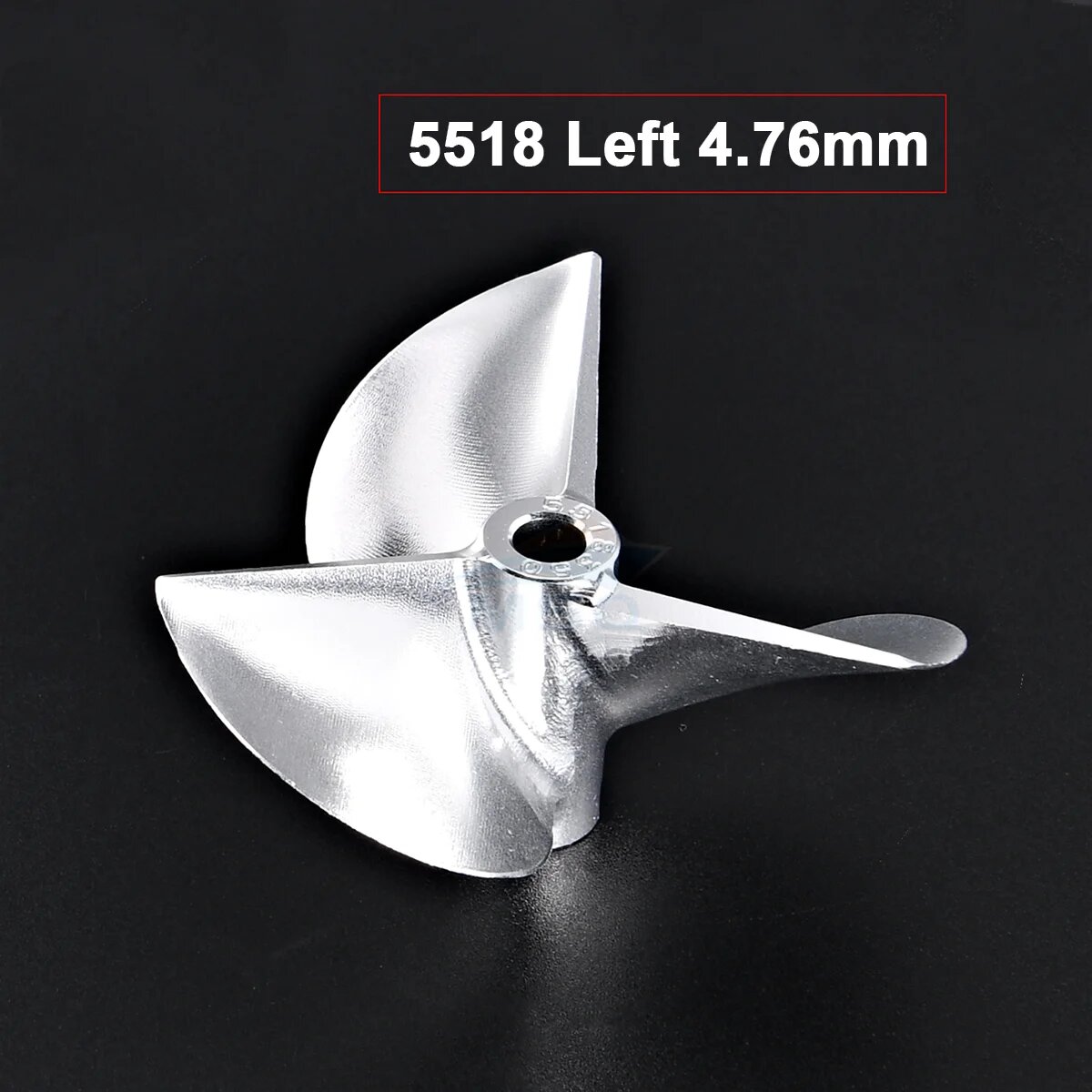 Алюминиевый пропеллер для RC лодки, 3-лопастной, 1.8, 4/4.76 мм, 3/16", 4.76mm D55mm Left