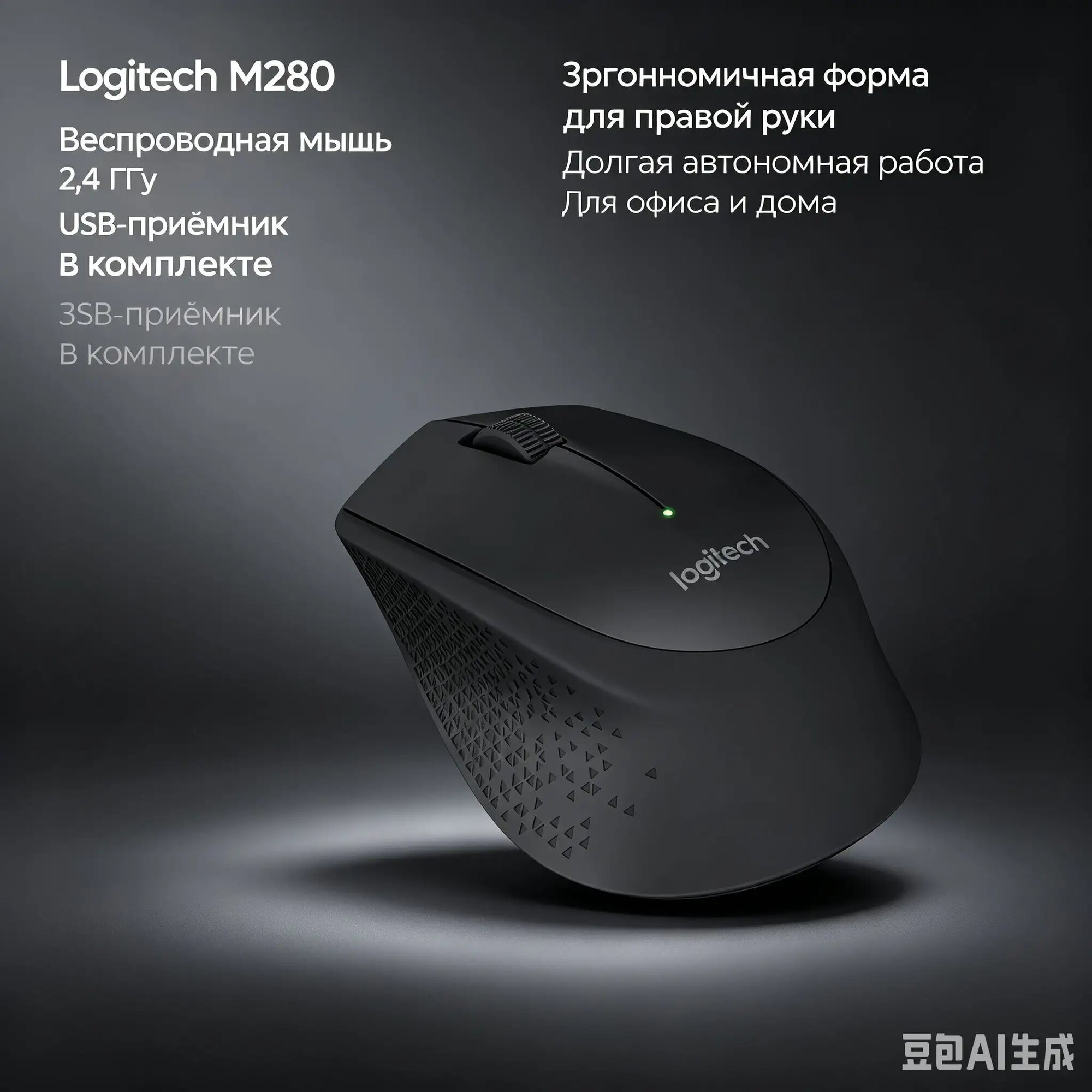 Мышь беспроводная Logitech M280, черный матовый