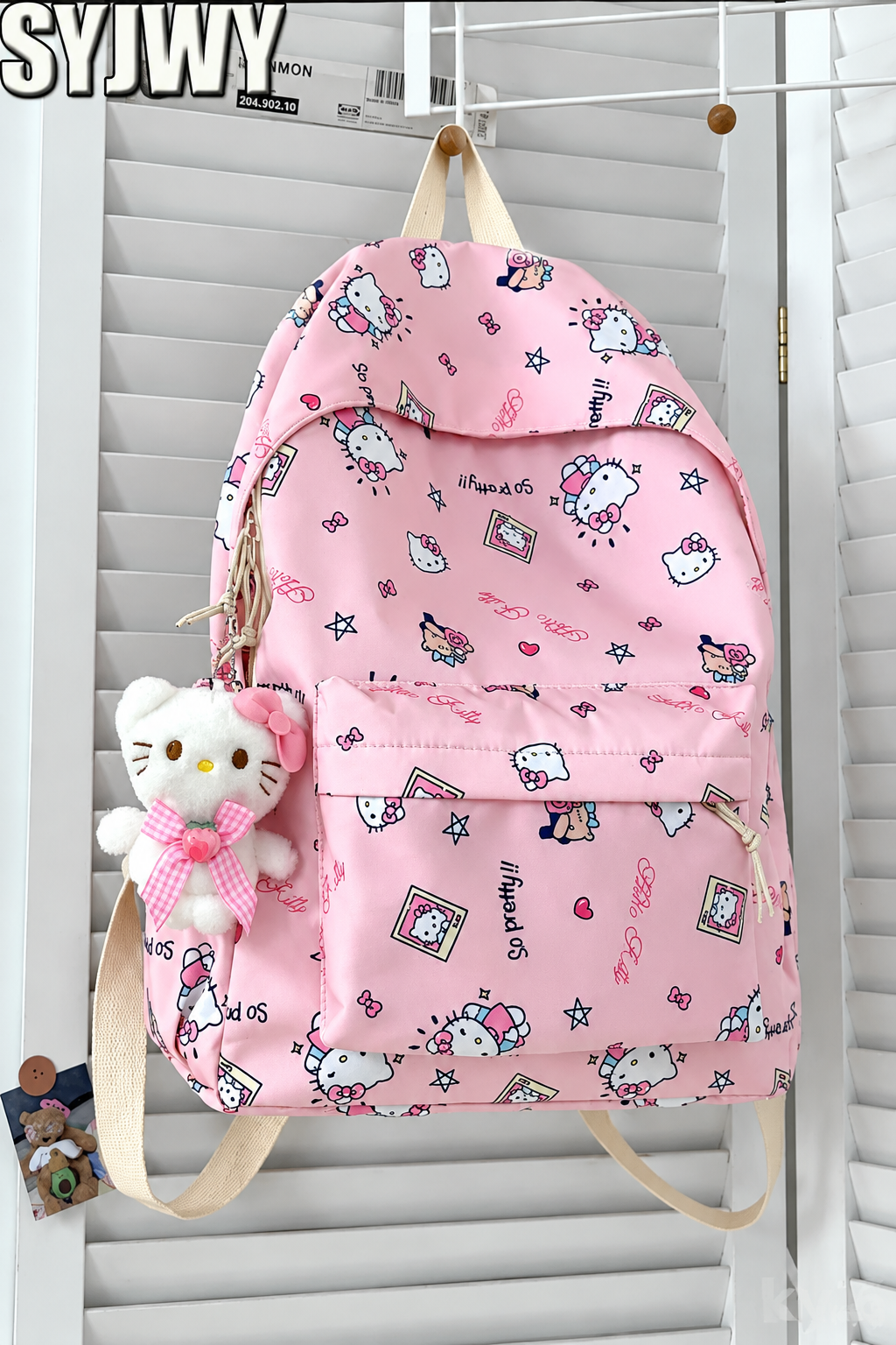 Женский нейлоновый рюкзак с принтом Hello Kitty, вместительный городской рюкзак для школы и прогулок