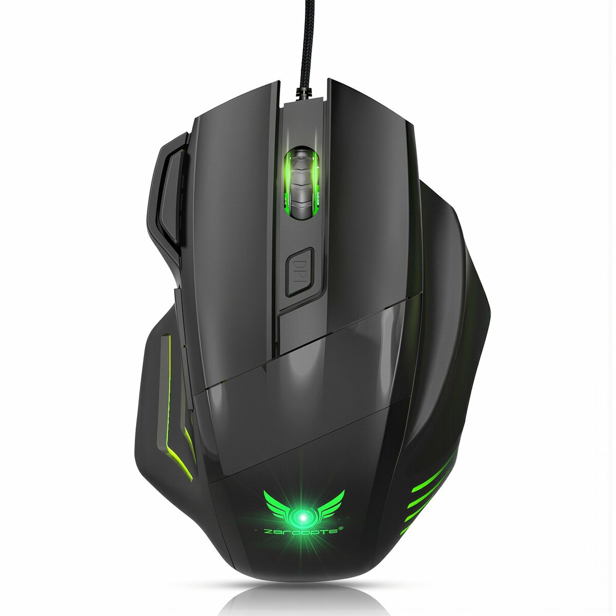 Проводная мышь для длительных игровых сессий G200 7 кнопок 2400 DPI RGB подсветка эргономичный корпус для рабочего стола, Черный, бесшумный вариант G200