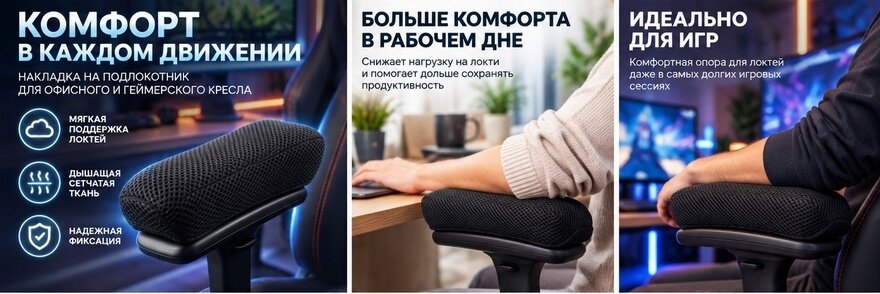 Накладки На Подлокотники 2 Шт Черного Цвета Для Кресла Игрового Размер 25X10X7Cm