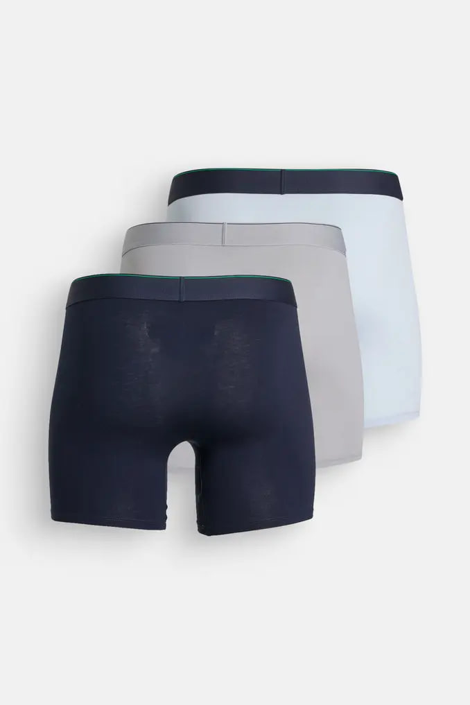 Трусы CALVIN KLEIN Graphic Monogram Boxer Briefs, комплект из 3 шт., размер XL, голубой, серый — фото 1
