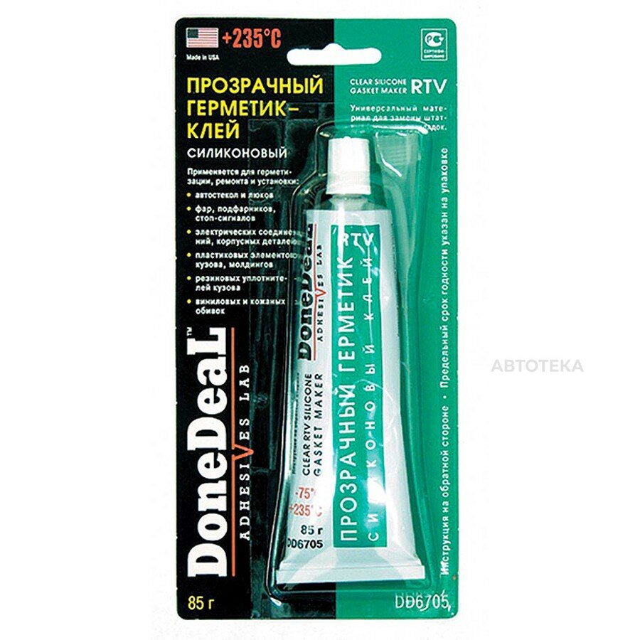 Герметик силиконовый прозрачный 85гр от -60C до +260 C DoneDeal DD6705 DONEDEAL DD6705