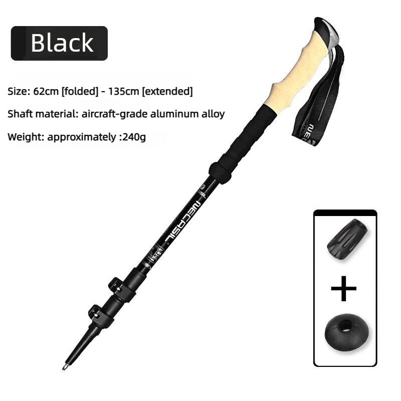 Телескопические треккинговые палки из алюминия 135см Черный, black