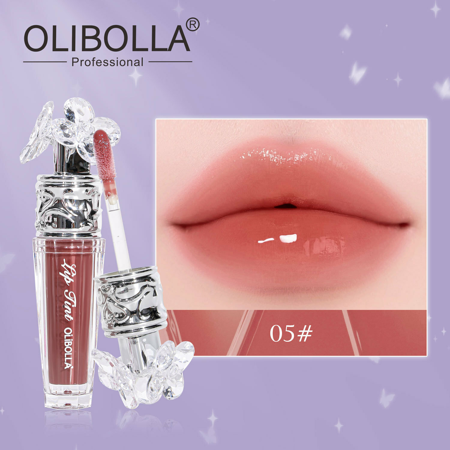 Жидкая помада-блеск для губ OLIBOLLA LA-L386, кристальный цветок, стеклянный блеск, увлажняющая, стойкая, эффект пухлых губ PLUMP, 6 оттенков