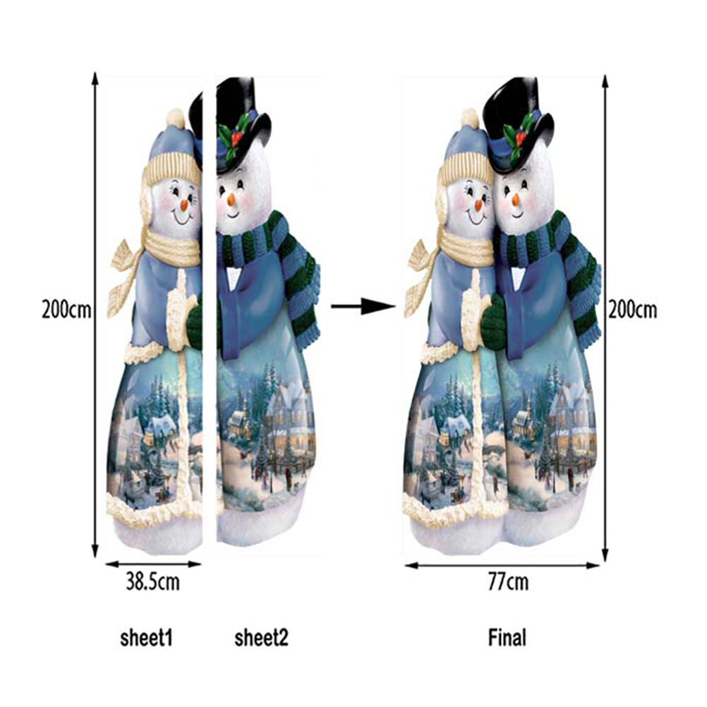 Наклейка Для Двери В Forme Снеговиков Водостойкая Самоклеющаяся Удаляемая Наклейка Для Стены 200X77 Cm