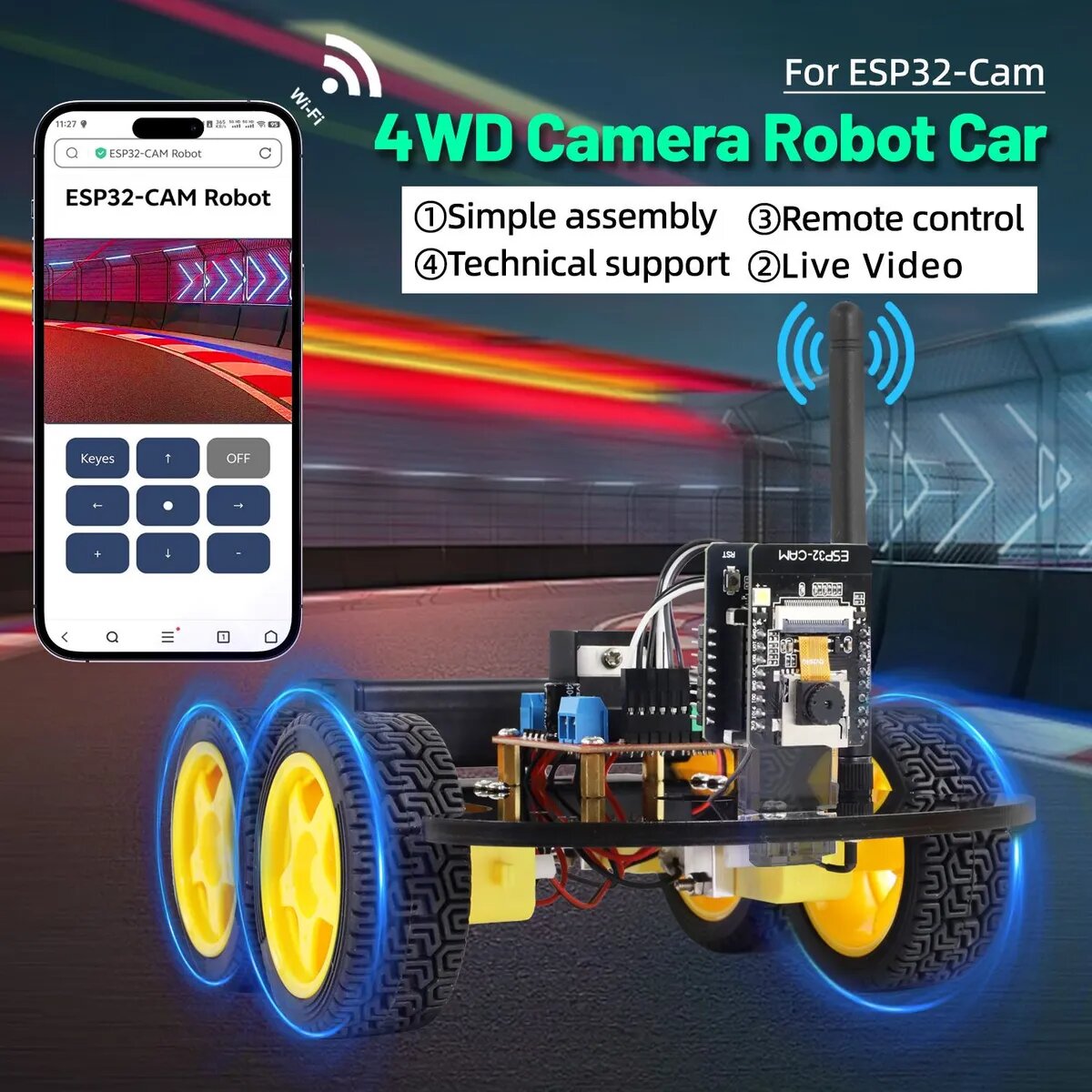 Keyestudio ESP32-Cam 4WD WIFI&Camera Smart Robot Car для Arduino ESP32