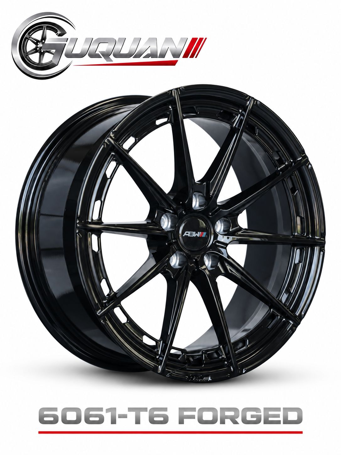 Кованый колесный диск ABW 6197E1880 R18 8J ET30 5x112, глянцевый черный, полное покрытие