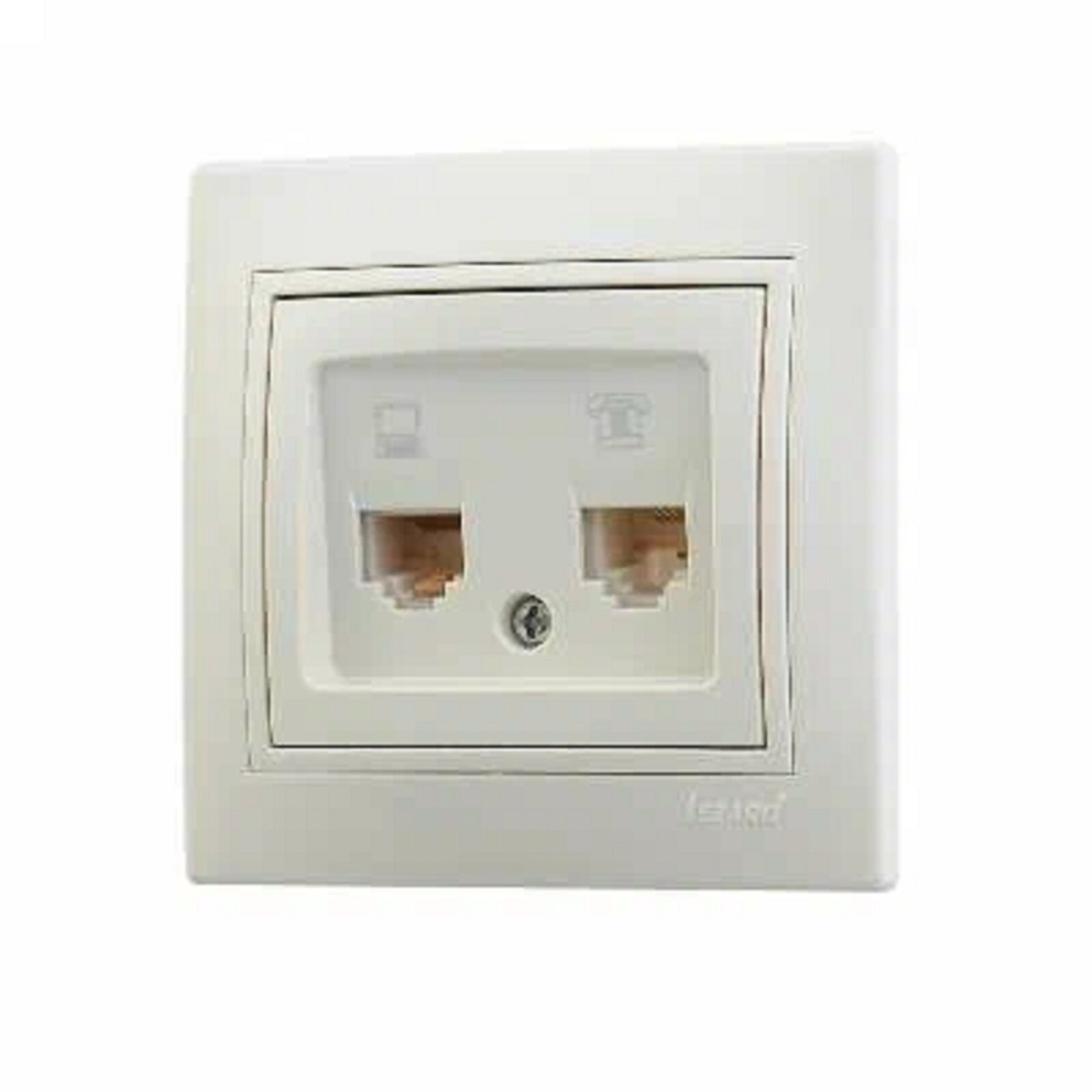 Розетка компьютерная + телефонная 2-м СП Mira RJ45 + RJ11 крем./крем. LEZARD 701-0303-143