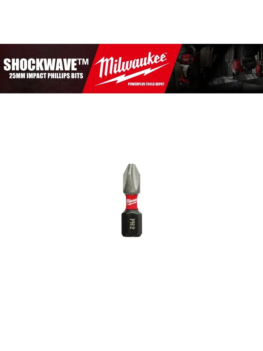 Milwaukee SHOCKWAVE Ударные крестообразные биты Аксессуары для электроинструмента