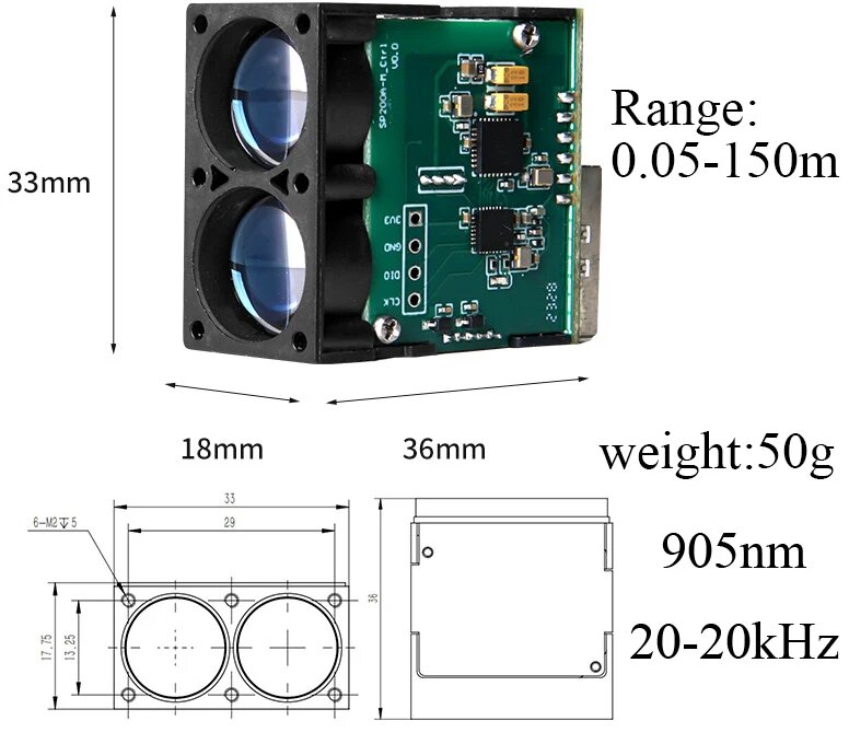 Лазерный дальномер Nohawk Mini Arduino для робота Dro HF-150