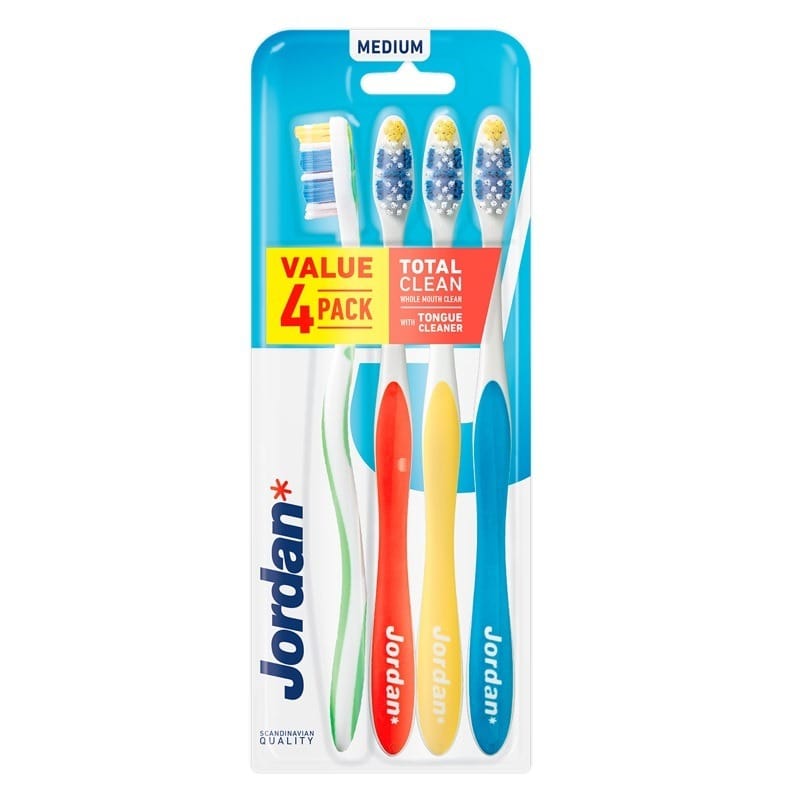 Зубная щетка Jordan Total Clean, средняя, 4 шт