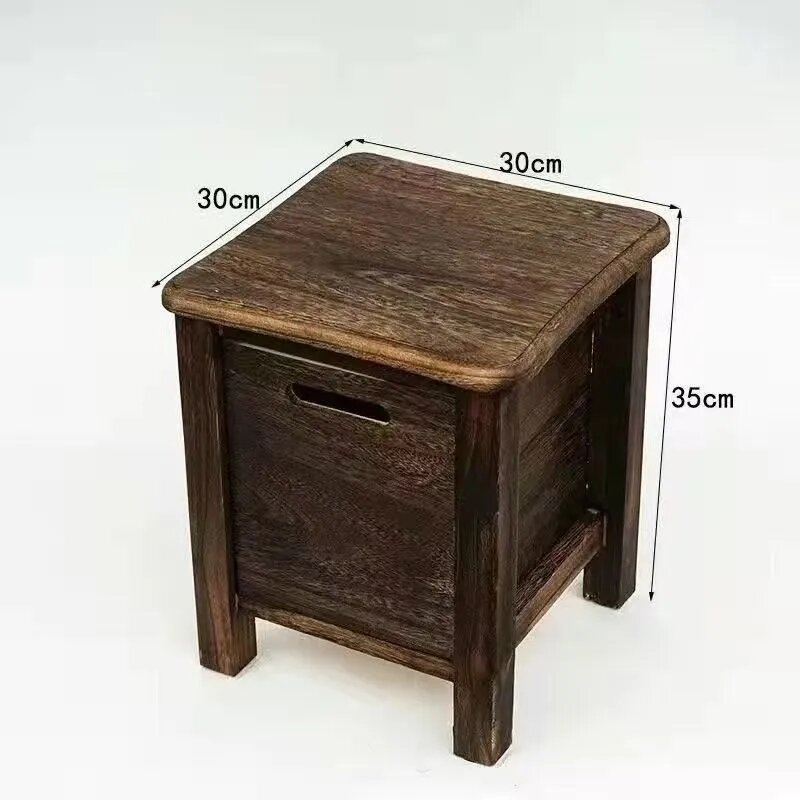Табурет-стремянка деревянный с ящиком для хранения, коричневый, 30x30x35 см