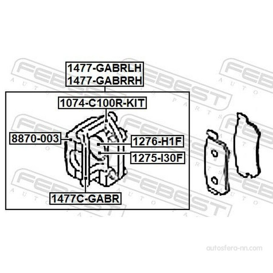 FEBEST 1477CGABRKIT Скоба суппорта тормозного SSANGYONG зад.(с направляющими и монтажным комплектом)