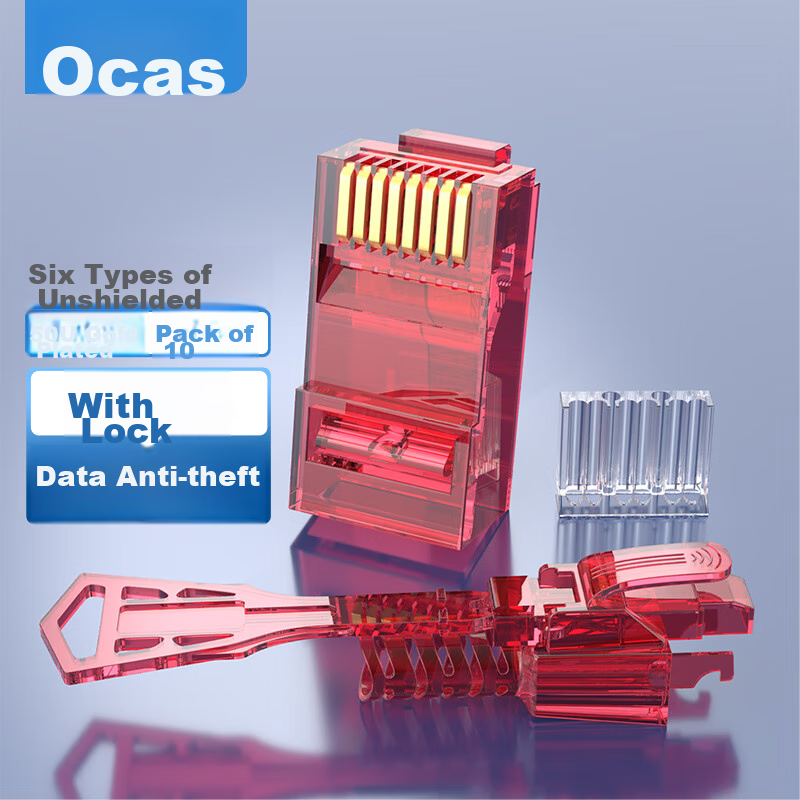 AUCAS Cat6 соединитель RJ45 с защитой от выдергивания и блокировкой 10 шт. для сетевых кабелей Модель：Cat6